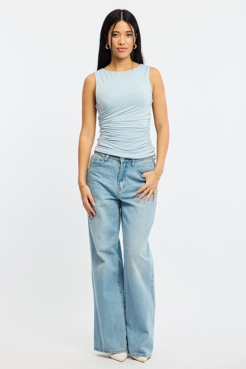 Blue Supersoft Tank Sleeveless | Ally Fashion