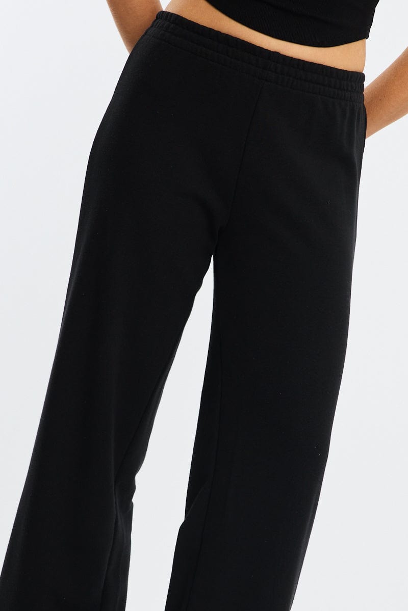 Black Track Pants Wide Leg | Ally Fashion