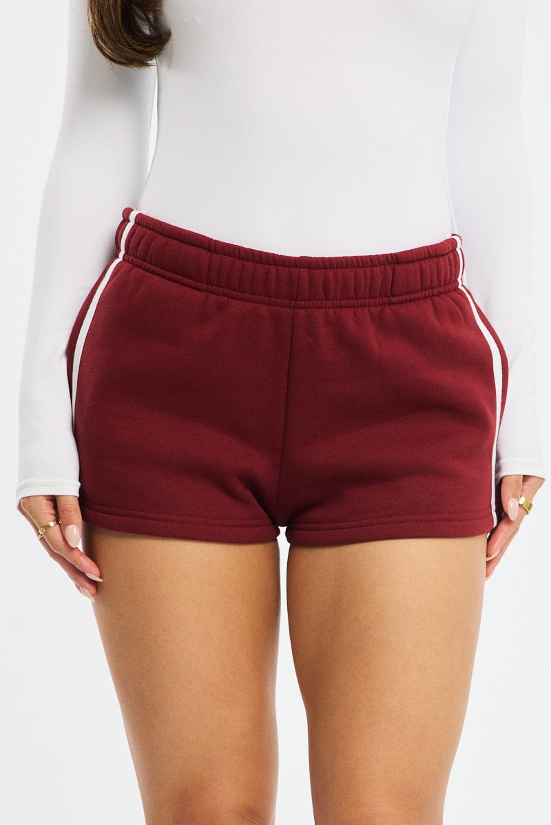 Red Track Shorts Elasticated | Ally Fashion