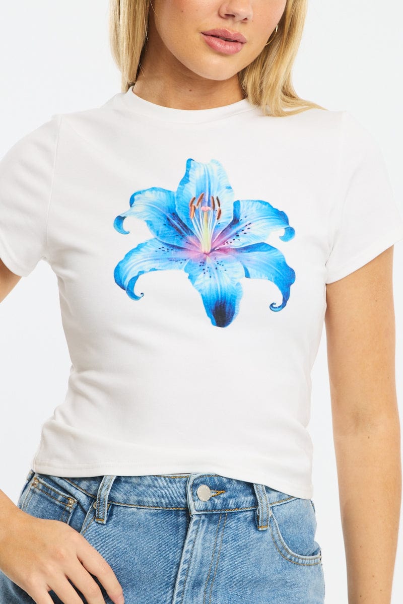 White Graphic Tee Short Sleeve | Ally Fashion