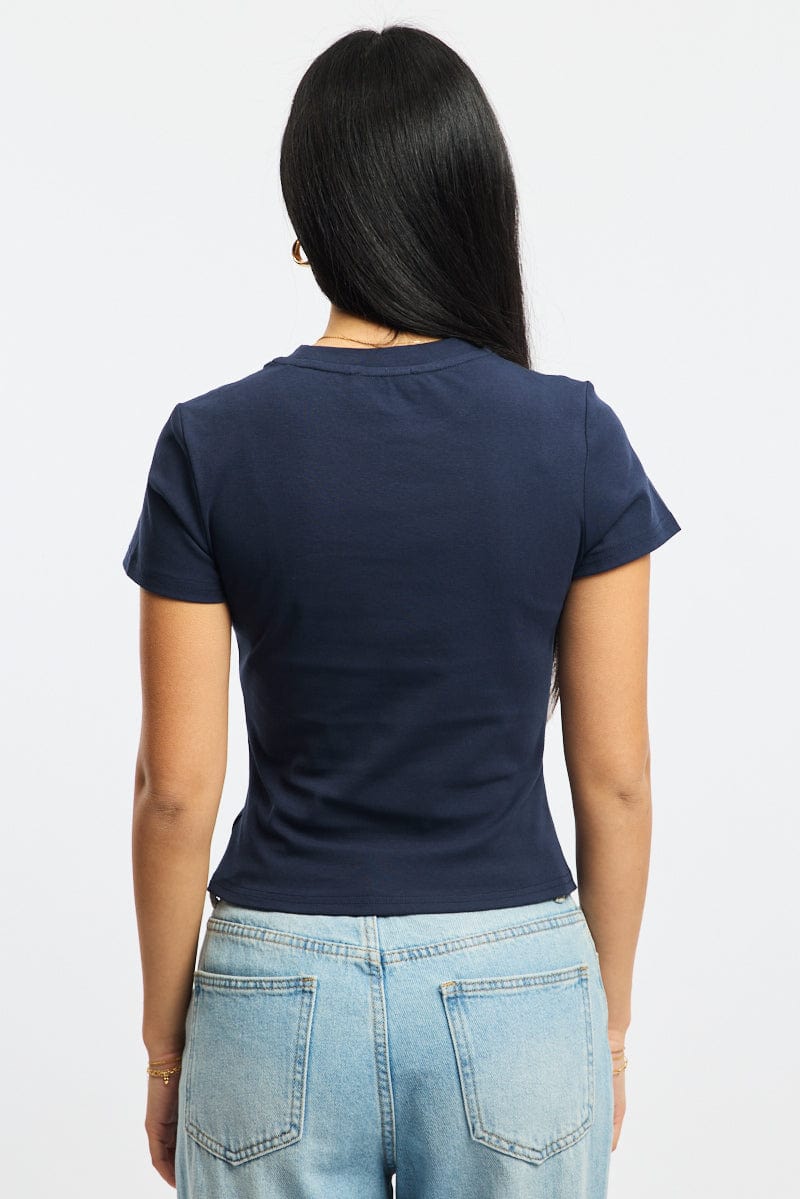 Blue Graphic Tee Short Sleeve | Ally Fashion