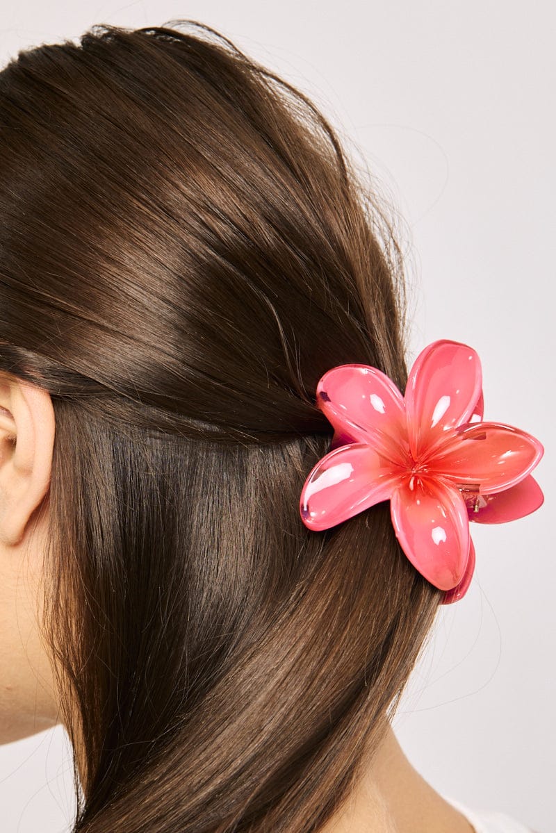 Pink Hibiscus Flower Claw Clip | Ally Fashion