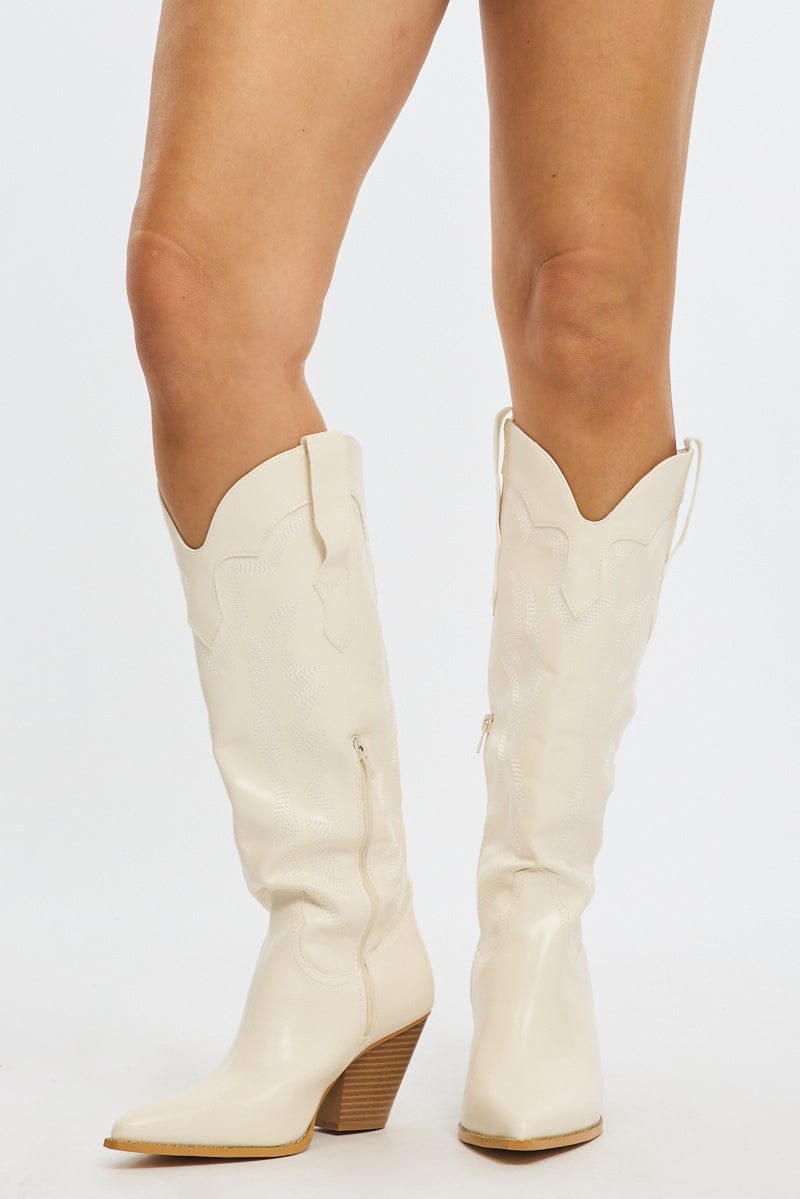 White Western Cowboy Boots | Ally Fashion