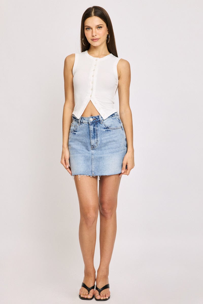 White Button Front Top | Ally Fashion