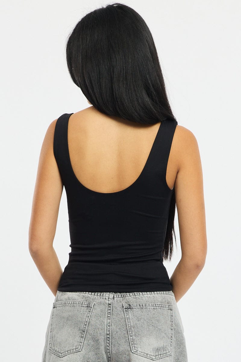 Black Supersoft Top U Neck Sleeveless | Ally Fashion