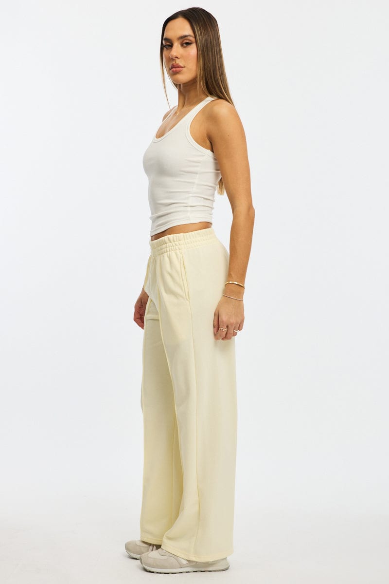 White Track Pants Wide Leg | Ally Fashion