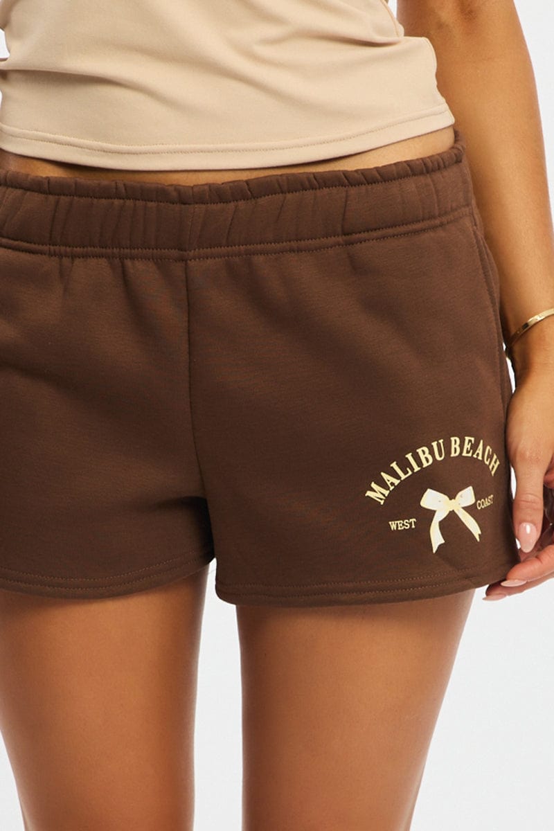 Brown Track Short Elasticated Waist | Ally Fashion