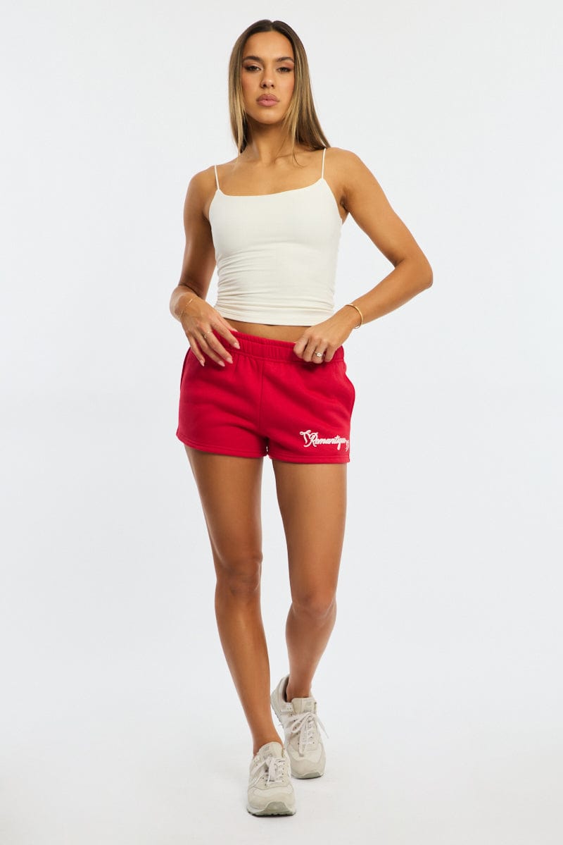 Red Track Short Elasticated Waist | Ally Fashion