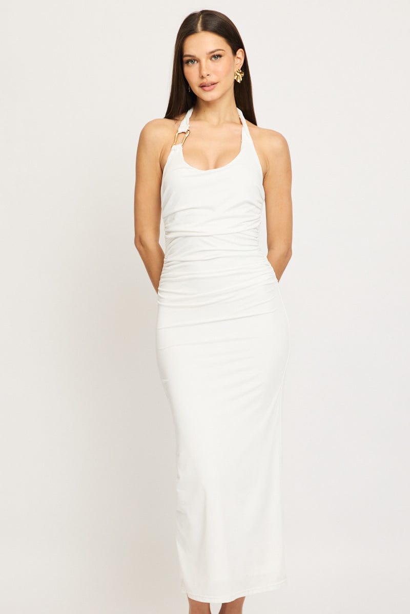 White Bodycon Dress Halter Neck | Ally Fashion