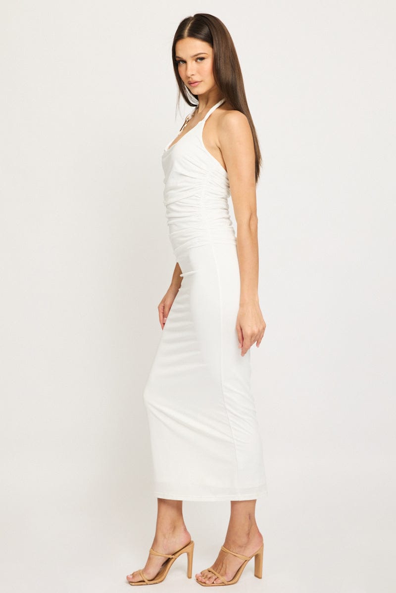 White Bodycon Dress Halter Neck | Ally Fashion