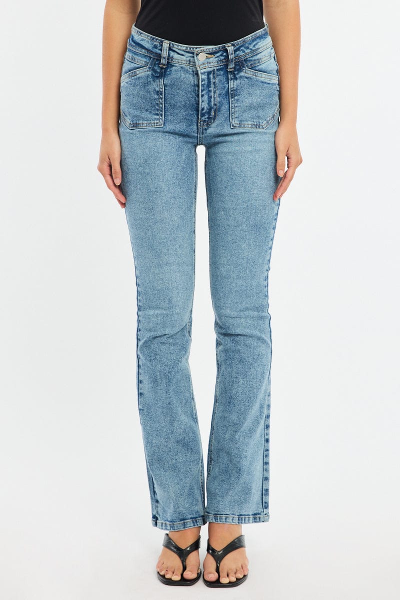 Denim Flare Jeans Mid Rise | Ally Fashion