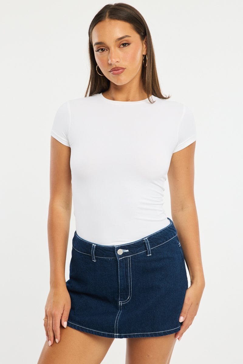 Denim Micro Skorts Low Rise | Ally Fashion