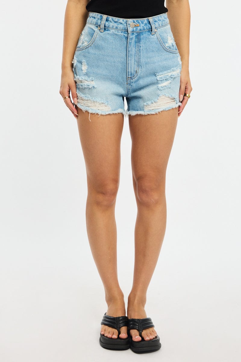 Denim Relaxed Shorts High Rise | Ally Fashion
