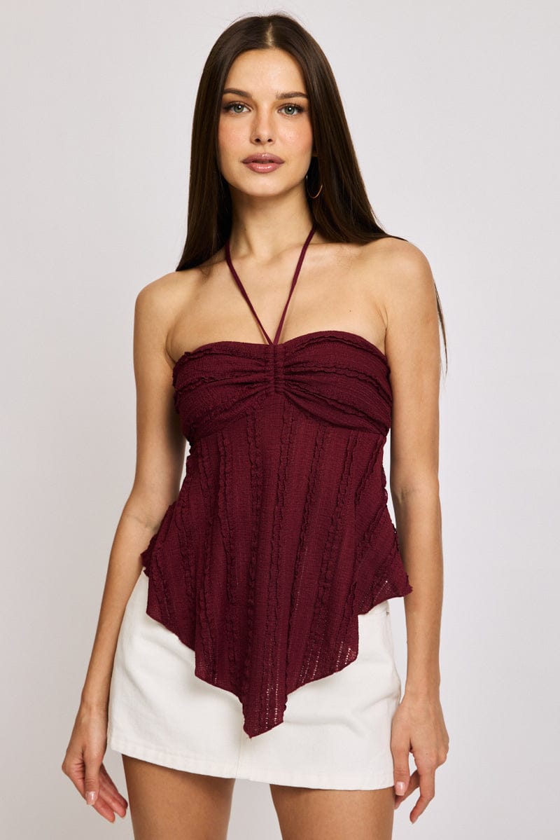 Red Halter Top Sleeveless | Ally Fashion