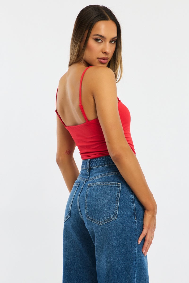 Red Bodysuit Singlet | Ally Fashion