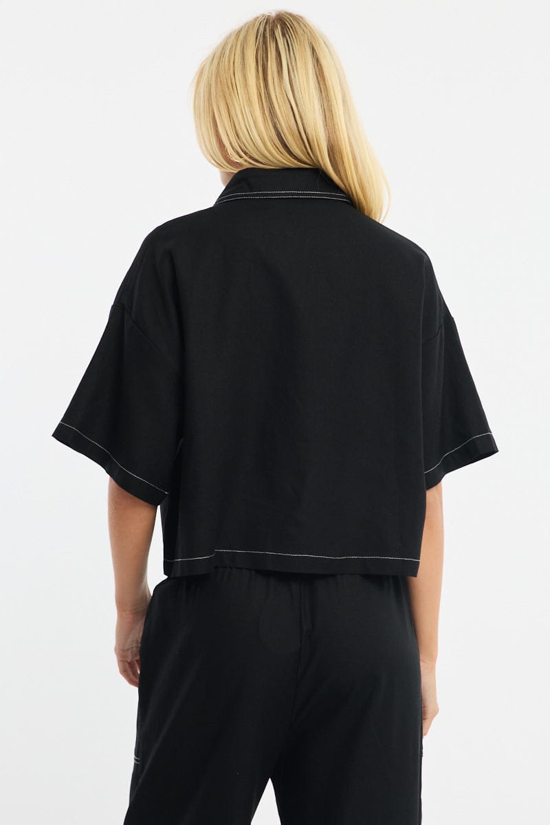 Black Outpocket Jacket Short Sleeve | Ally Fashion