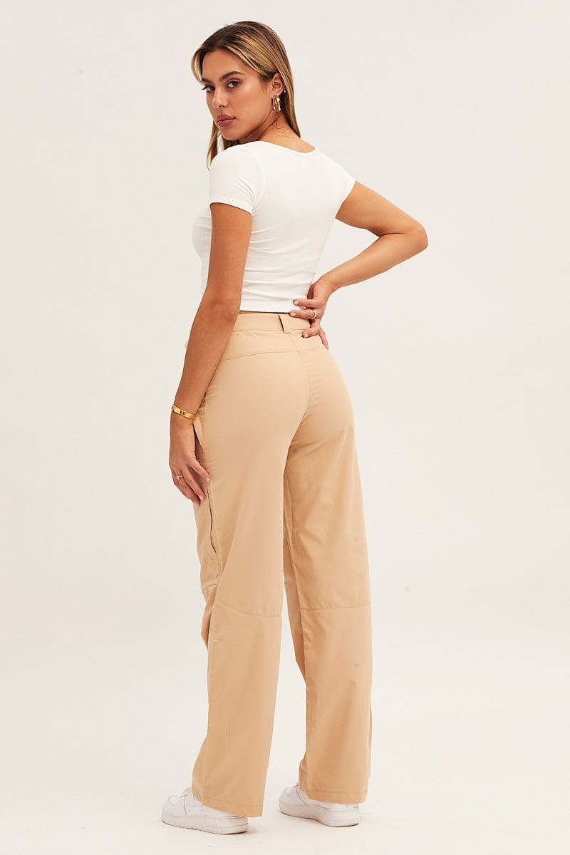 Women’s Beige Wide Leg Carpenter Pants | Ally Fashion